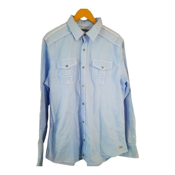 Buckle | Shirts | Buckle Black Mens Light Blue White Stitched Western ...